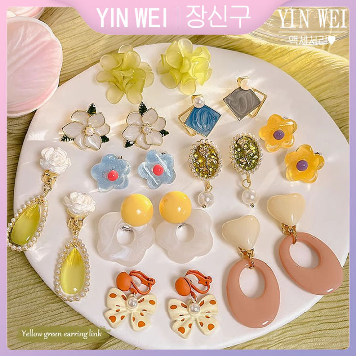 YIN WEI ที่หนีบหูดอกไม้น่ารักต่างหูแบบไม่มีหูสำหรับผู้หญิง2025ใหม่ต่าง ...