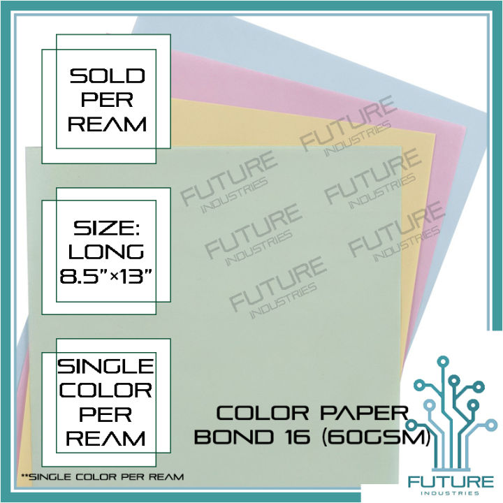 Colored Bond 16 Colored Paper 1 Ream 500 Sheets Long Bond Paper Legal ...
