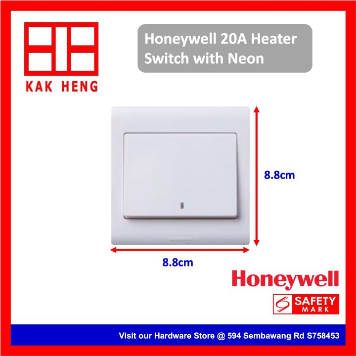 Honeywell 20A Heater Switch with Neon (1 Gang 1 Way / 1 Gang 2 Way ...