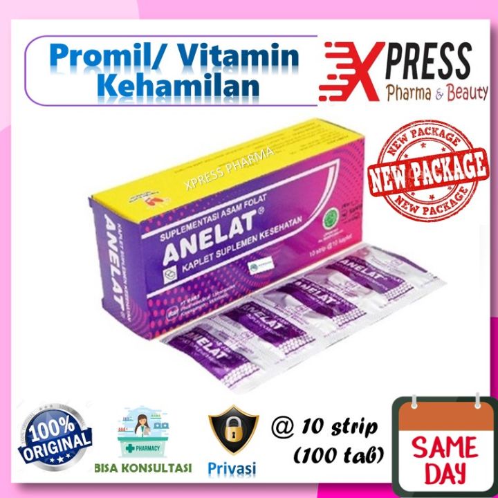 ⚡XPRESS⚡ Anelat DUS Asam Folat 1000 mcg Tablet Vitamin Kehamilan Promil ...