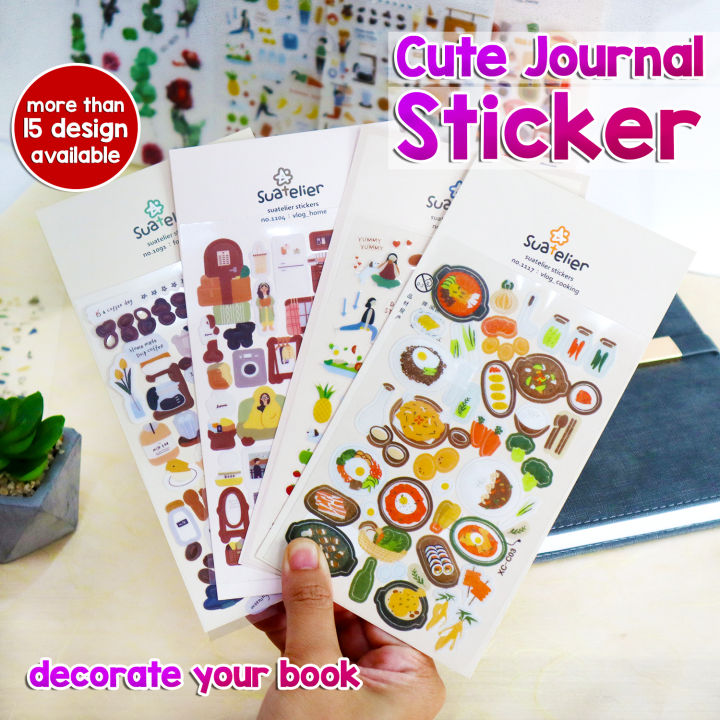VC Art Cute Fancy Journal Sticker / Round Star Flower Shape Decoration ...