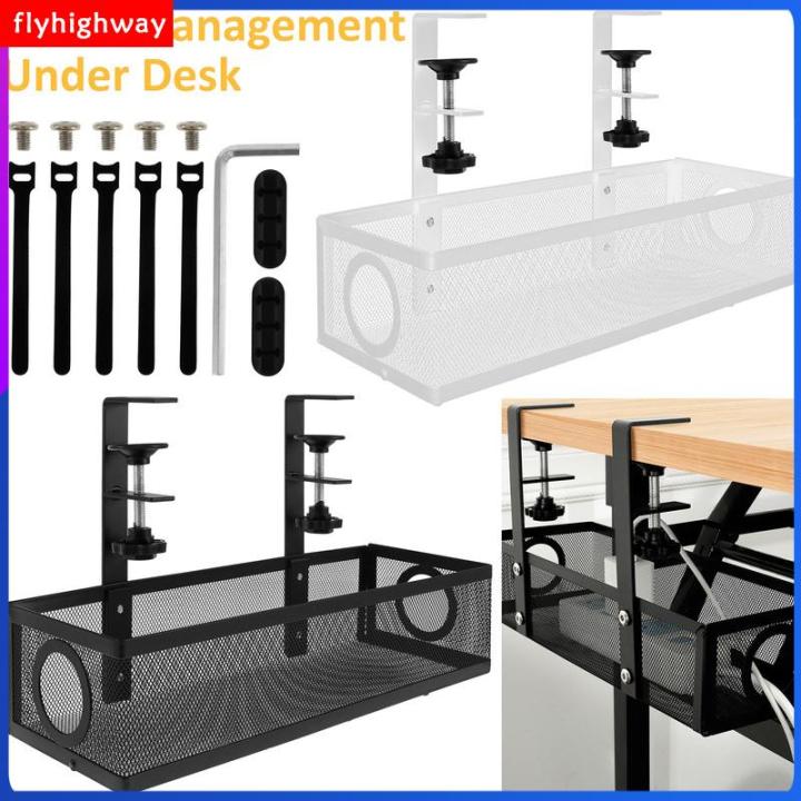Under Desk Cable Management Tray No-Drill Desk Cable Organizer with ...