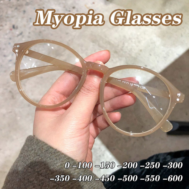 -600° ~ 0 Round Anti Blue Light Myopia Glasses Women Men Retro ...