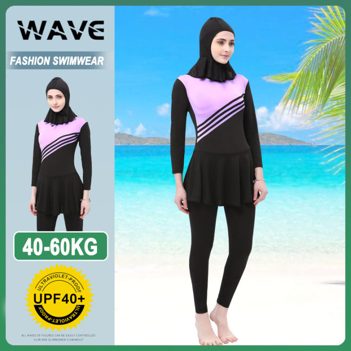 【Wave】Muslimah Swimsuit Hijab Women Female Swimming Suit Baju Renang ...
