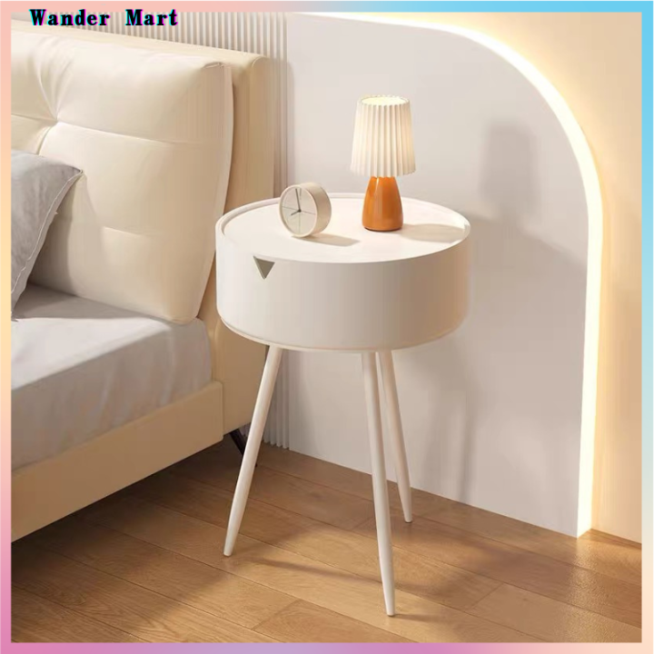 Creative circular bedside table minimalist modern storage cabinet ...