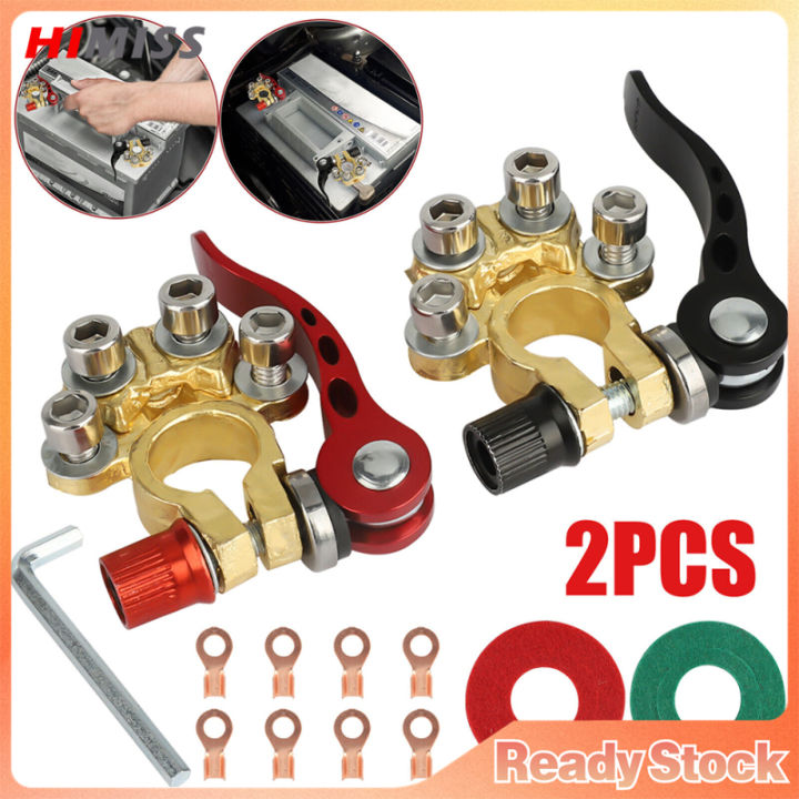 2Pcs Car Battery Terminal Connectors 4 Way Quick Release Disconnect ...