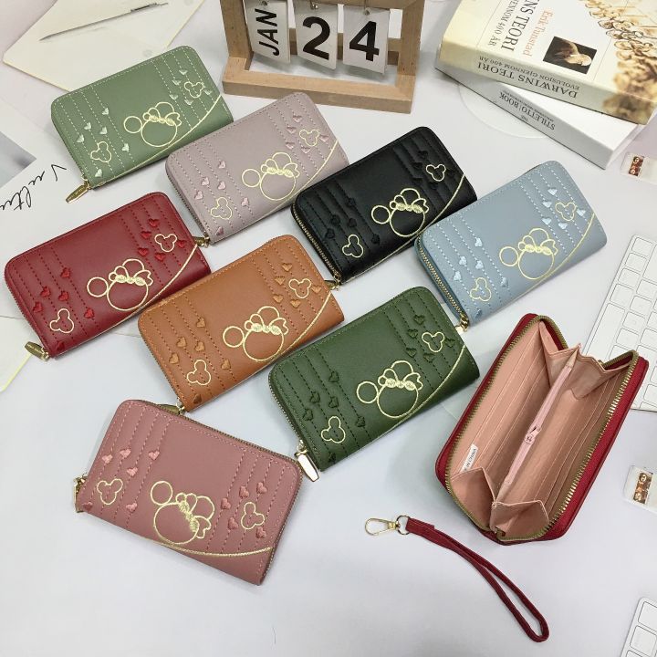 DD040##กระเป๋าสตางค์ใบกลางใส่บัตรได้4ช่อง 📌วัสดุ:หนังPU รุ่นใหม่มีสาย ...