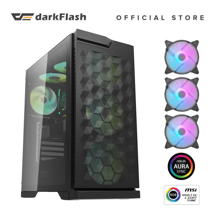 darkFlash DK361 Hexagon mesh front panel with modern style ATX Gaming ...