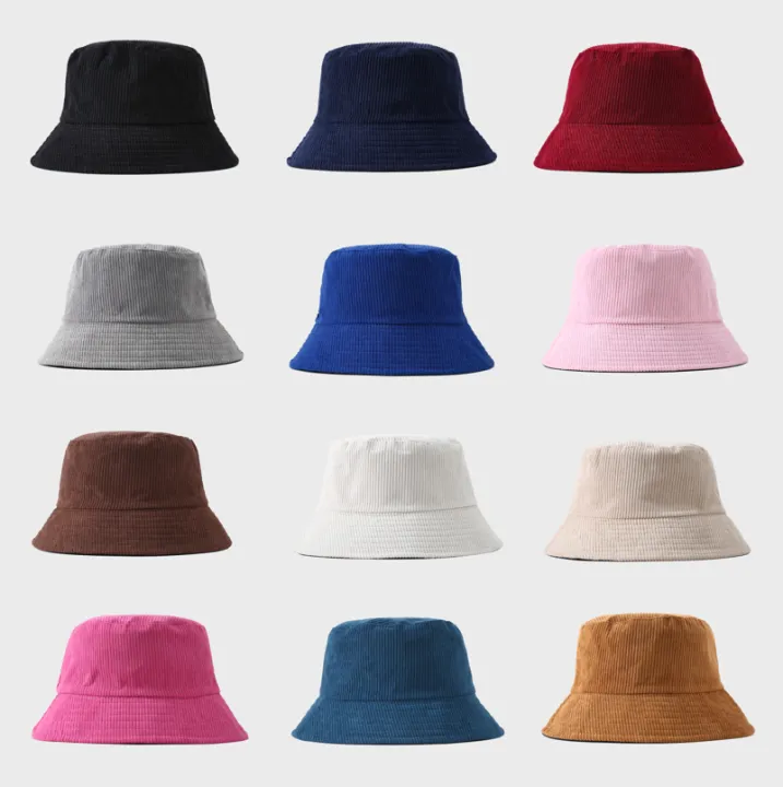 BGC Fashion Bucket Hat Corduroy Fisherman Hat Plain Waway Hat Outdoor ...