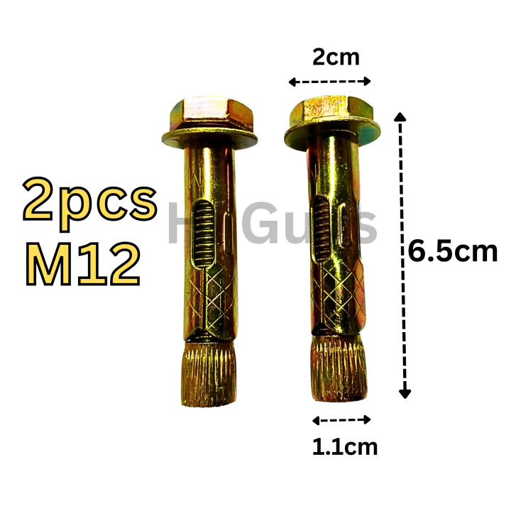 2pcs Heavy duty Screw Type Anchor bolt for concrete M12 M10 65mm Steel ...