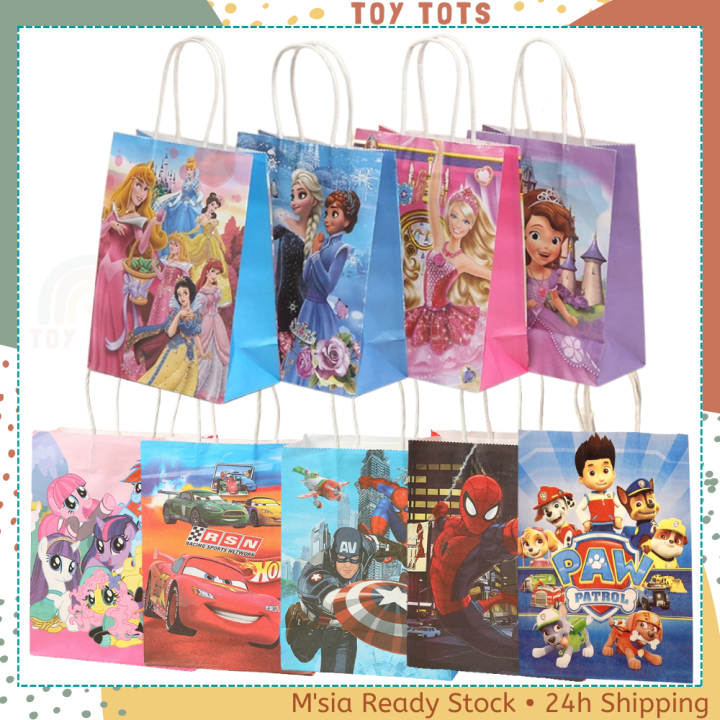 Cartoon PAPER BAG DOORGIFT 🍭 Birthday Party Plastik Goodies Beg Kertas ...
