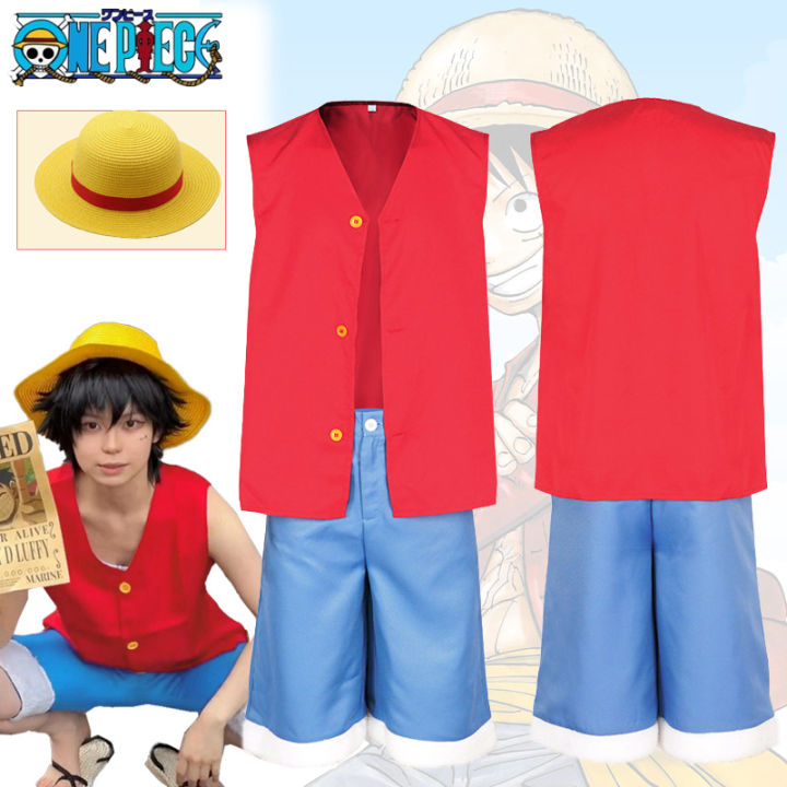 Adult Anime One Piece Luffy Cosplay Costume First generation Luffy Vest ...