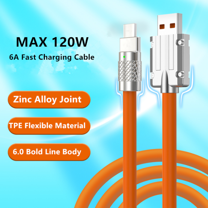 Tonha 120W 6A Super Fast Charge Type C Silicone Cable Quick Charge USB ...