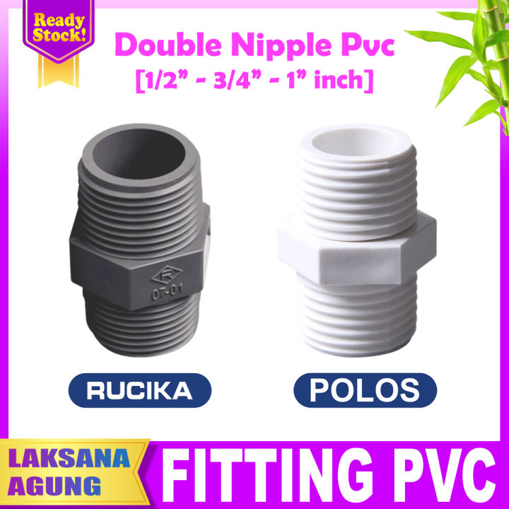 Double nepel pvc 1/2 inch Rucika AW | Sok drat luar Pvc | Nepel drat pipa | Lazada Indonesia