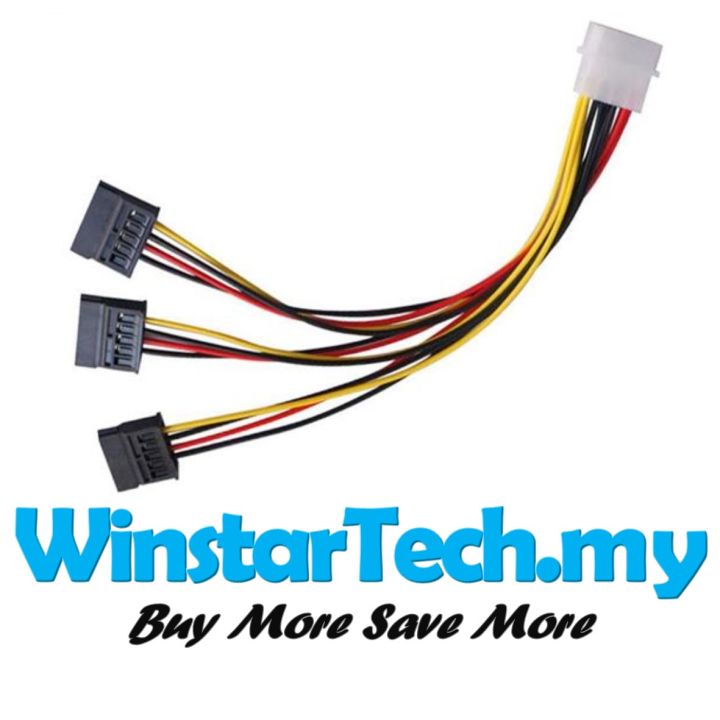 HIGH QUALITY 4 PIN MOLEX IDE 1 TO 3 SATA POWER SPLITTER CABLE | Lazada