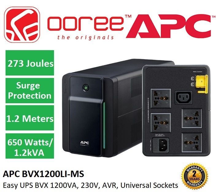 APC BVX1200LI-MS / BVG1200I-MSX EASY UPS BVX 1200VA, 230V, 650W, AVR ...
