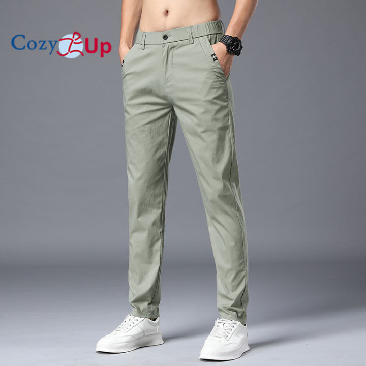 Cozy Up Men Long Pants Loose Casual Elastic Waist Sports Straight ...