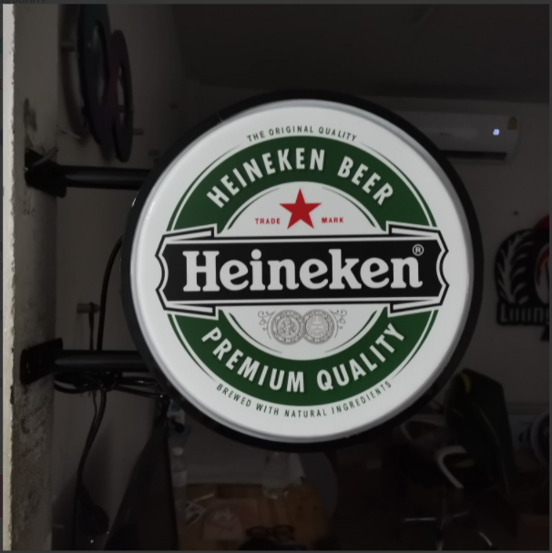 ป้ายไฟปั๊มนูนสองด้านทรงกลม โลโก้ ไฮเนเก้น Heineken Lightbox ป้ายไฟหน้า ...