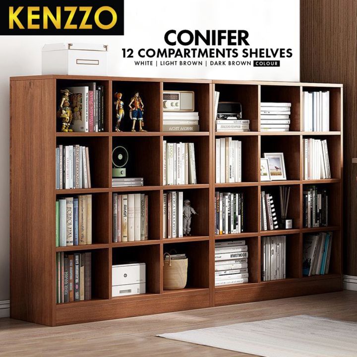KENZZO : Conifer Book Shelf Book Rack Buku Rak Divider Cabinet with 12 ...