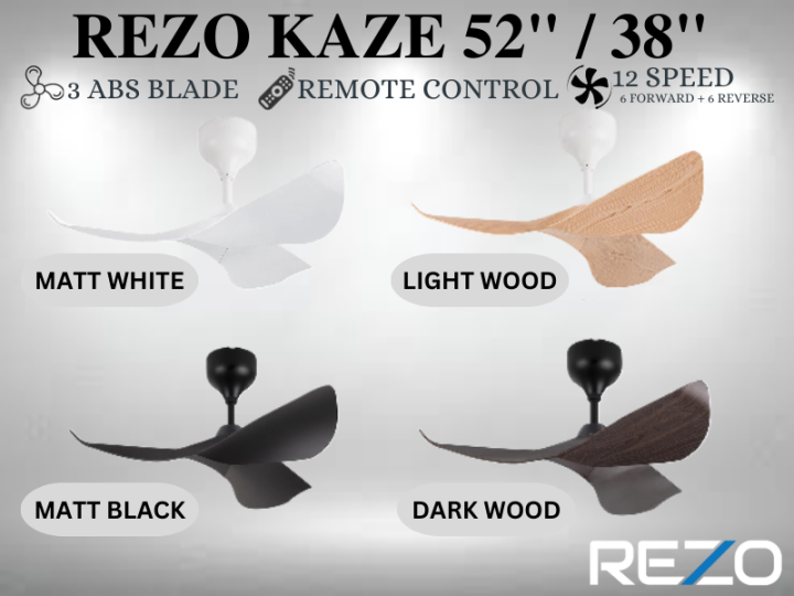 REZO KAZE 38" / 52" 3 BLADE DC MOTOR CEILING FAN | Lazada
