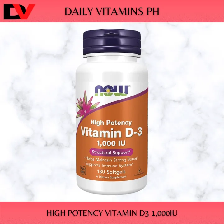 Now Foods, Vitamin D3, High Potency, 1000 IU, 180 Softgels - Bone and ...