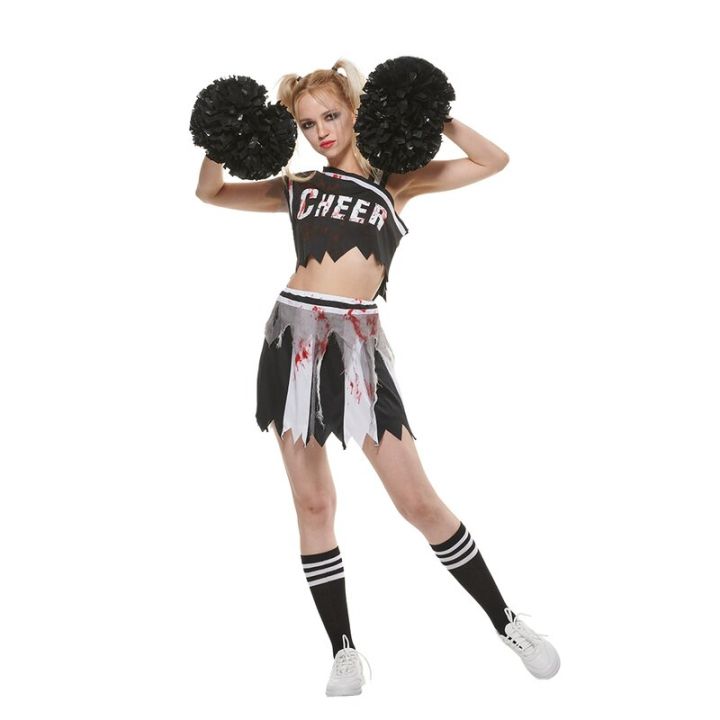 Womens Scary Zombie Cheerleaders Halloween Costume For Adult Sexy