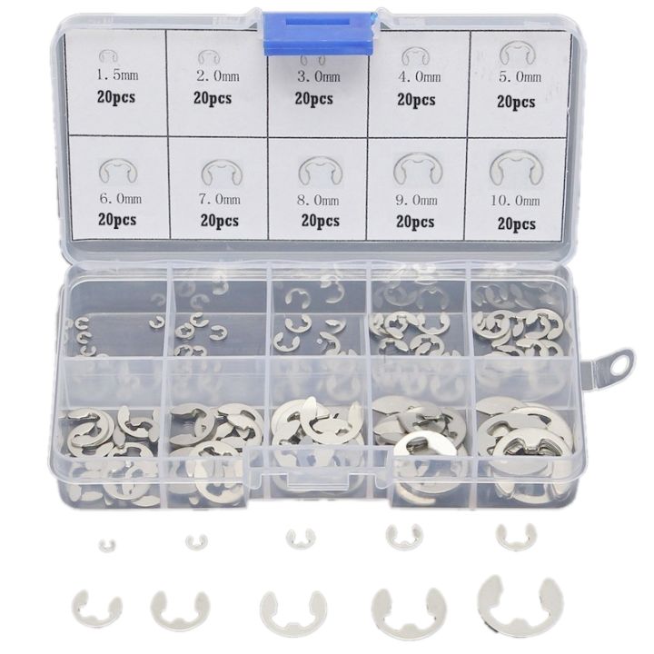 120 PCS 304 Stainless Steel E Clip Washer Assortment Kit for Shaft ...