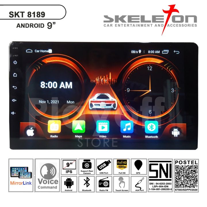Head Unit Android 9 inch Skeleton 8189 Double Din Bluetooth GPS Mirrorlink | Lazada Indonesia