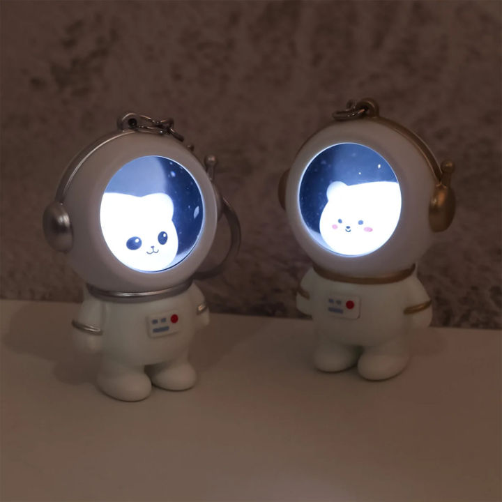 【sanheZ】Astronaut Keychain Lights Glowing Bear Cat Spaceman Sunset ...