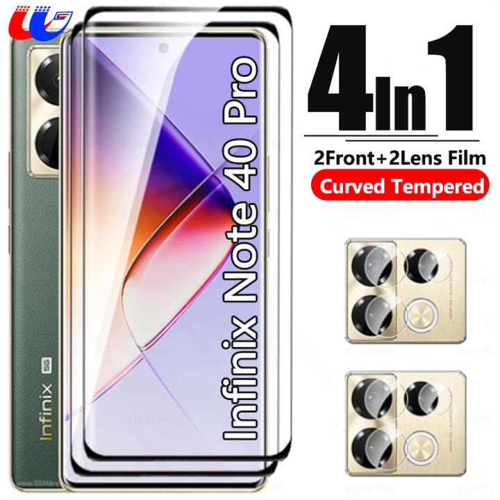แก้วป้องกันโค้ง4in1สำหรับ Infinix Note 40 Pro 5G กระจกเทมเปอร์ Note40 ...