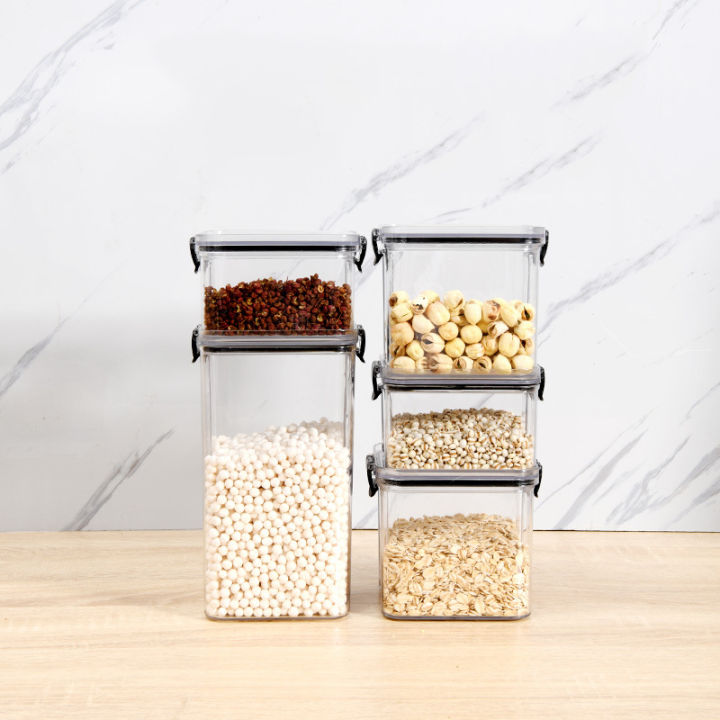 Transparent Airtight Food Storage Jar 460/700ML Kitchen Pantry ...