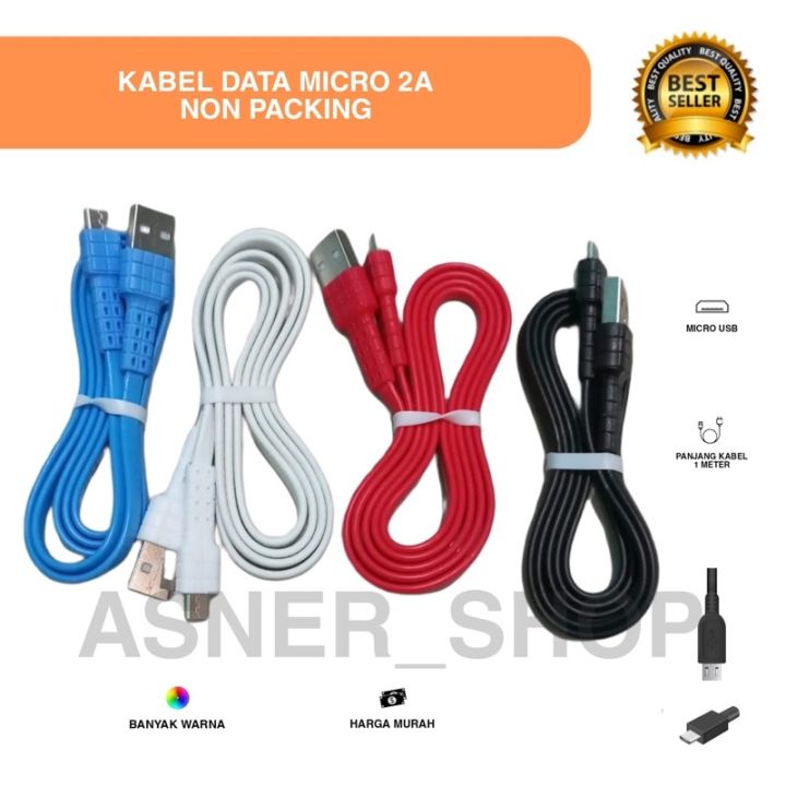 Kabel Data 2A Real Non Packing Usb Micro android 1 Meter Warna Merah ...