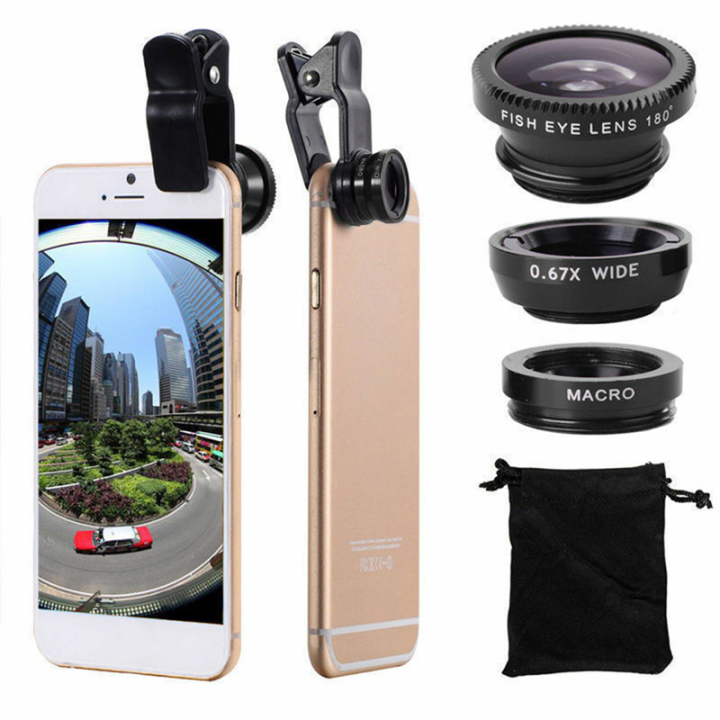 3in1 Fish Eye Lens Wide Angle Macro Phone Lens Camera Lens Kits With ...