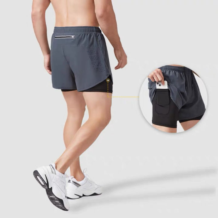 #23010 Men's 2in1 drifit quick dry breathable sports shorts with inner ...