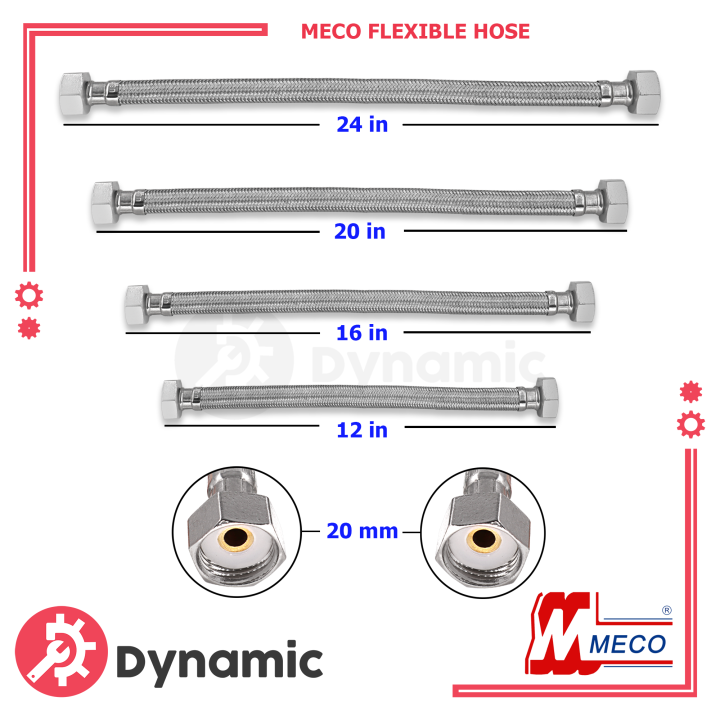 Meco Stainless Braided Flexible Hose Only 1/2 NPT x 1/2 NPT Toilet ...