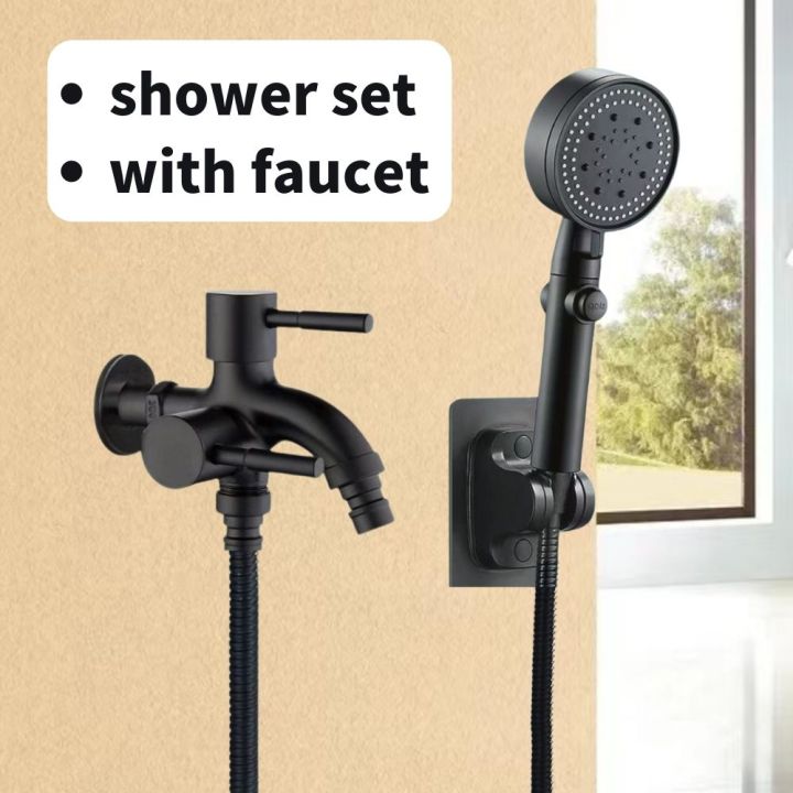 SUS304 Shower Set with Faucet 4in1 Black Shower Head Set 5-speed ...