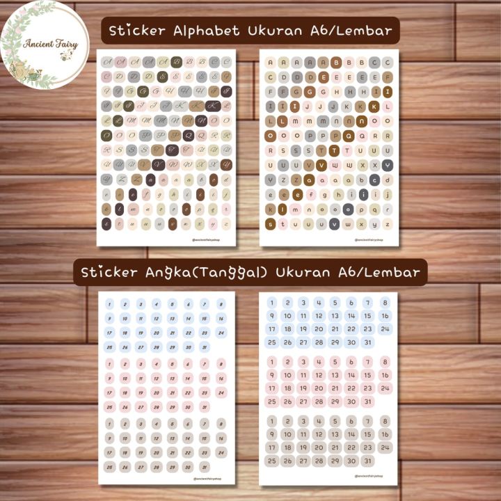 Sticker alphabet/huruf/angka/tanggalan aesthetic for journaling, stiker ...