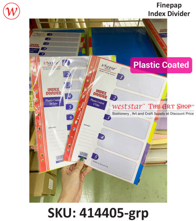 Finepap Index Divider - PLASTIC COATED (5 Tabs / 10 Tabs) | A4 ...