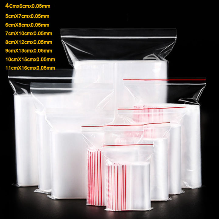 100Pcs / Pack Small Zip Lock Plastic Bags Clear Resealable Bag Storage ...