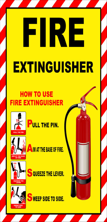 SIGN HOW TO USE A FIRE EXTINGUISHER P.A.S.S. SMALL SIZE SIGNAGE PVC ...
