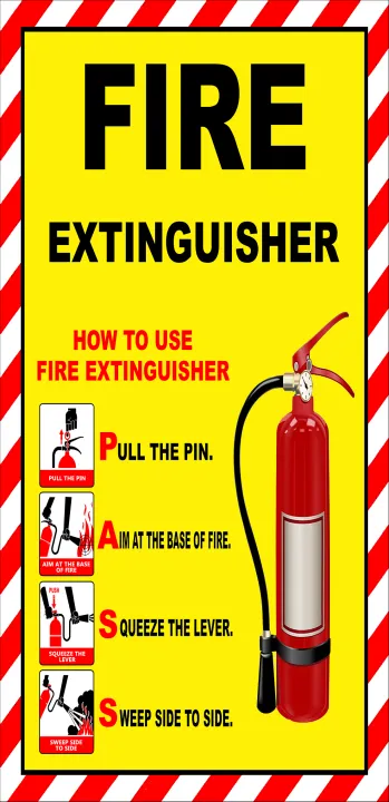 SIGN HOW TO USE A FIRE EXTINGUISHER P.A.S.S. SMALL SIZE SIGNAGE PVC ...