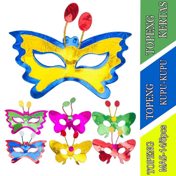 Topeng Pesta - Topeng Kertas - Topeng Kupu-kupu - 1pack 6pcs | Lazada ...