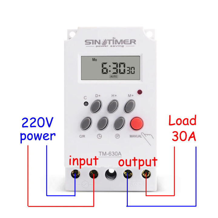 Sinotimer 30a 220v Ac 12v Volt Dc Din Rail Digital Timer Switch Electronic 7 Days Schedule