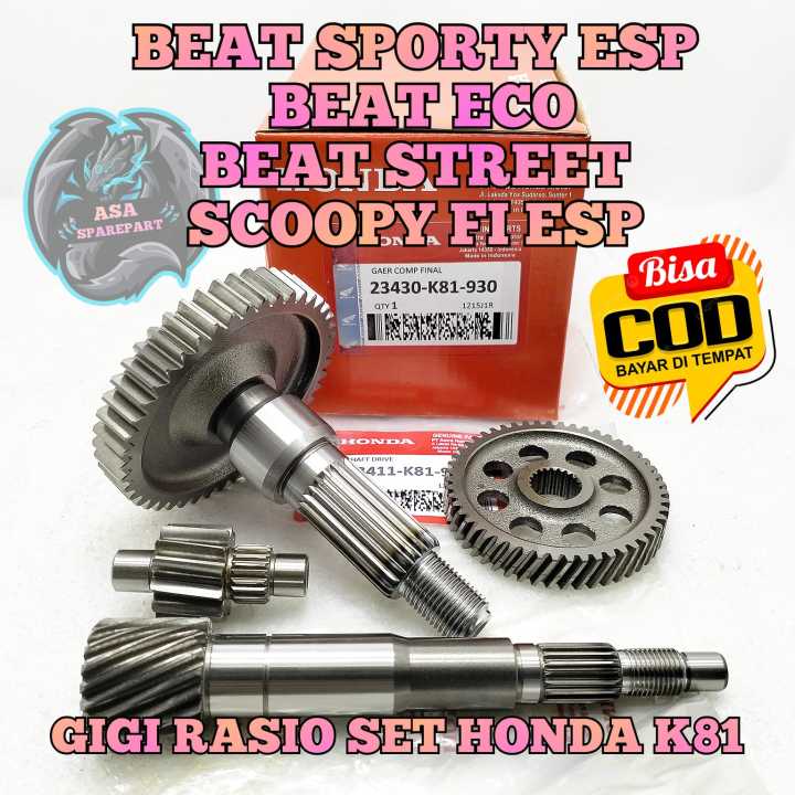 GIGI RASIO SET ASLI ORIGINAL HONDA K81 UNTUK TIPE MOTOR BEAT SPORTY ESP ...