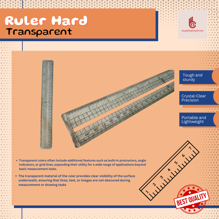 Plastic/ Transparent Ruler 12 inches Hard | Lazada PH