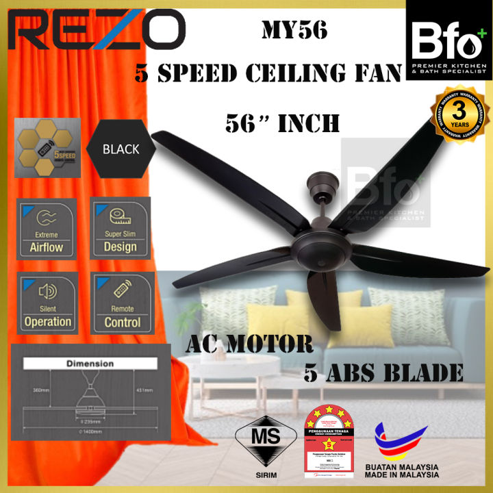 (6.6 SALE) REZO VENTUS MY56 CEILING FAN 56" INCH KIPAS 5 BLADES 5 ...