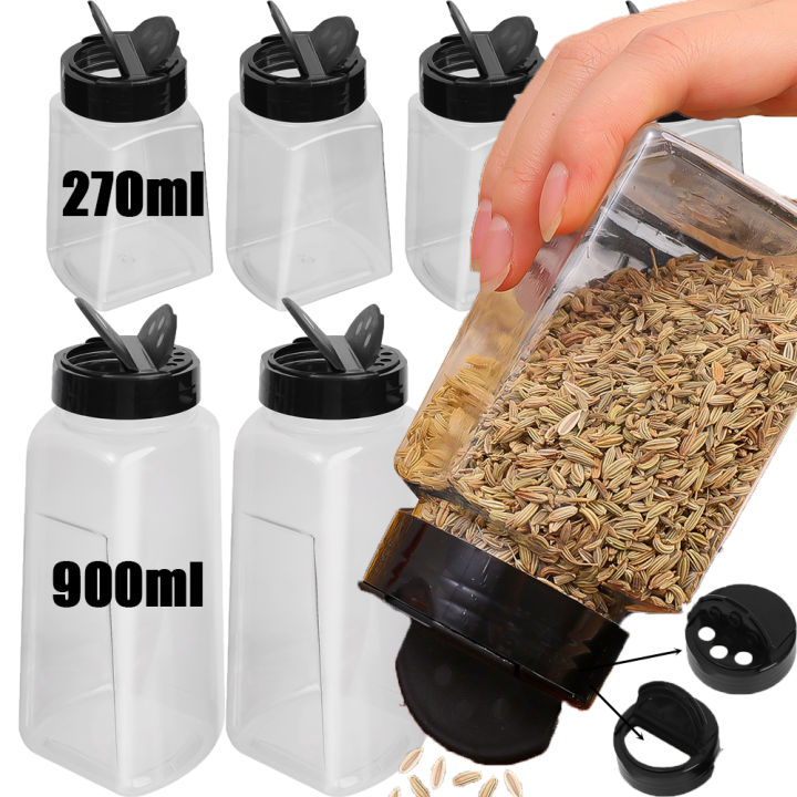 6Pcs 900/270ml Clear Spice Container Bottle Portable Dual Outlet Pepper ...