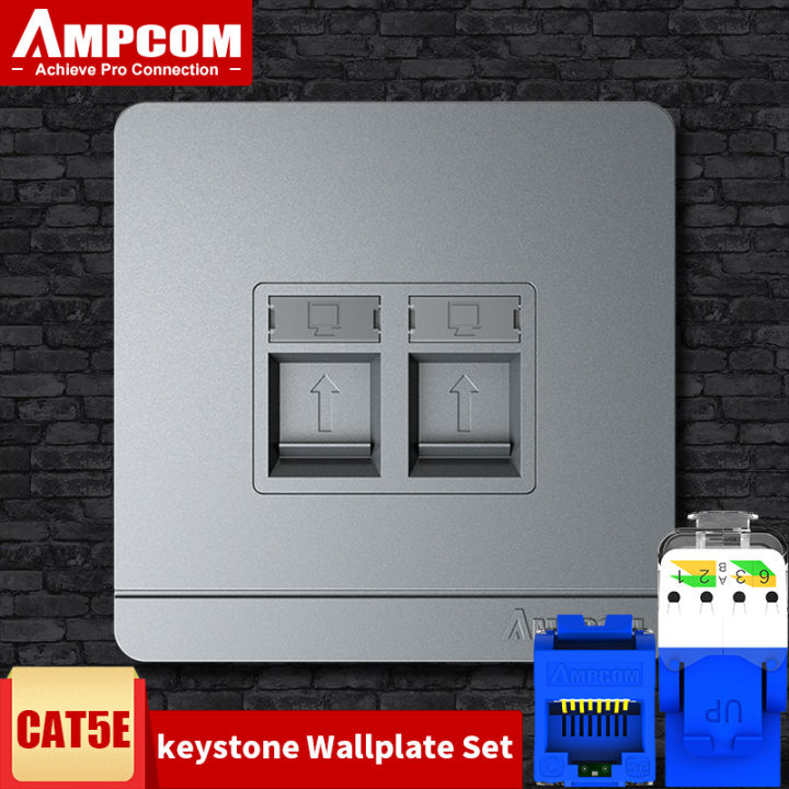 AMPCOM Keystone Jack Package, 86mm Faceplate with CAT5E 1Gbps UTP ...