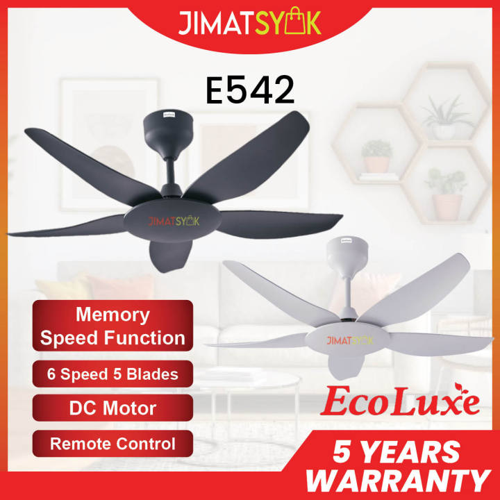 ECOLUXE Ceiling Fan ECOLUXE E542 42inch 5 Blades 6 Speed Forward ...