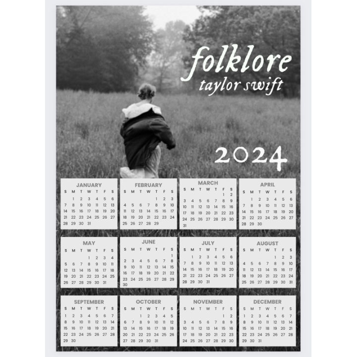 A4 Folklore Taylor Swift 2024 Calendar Wall Decor High quality Print ...